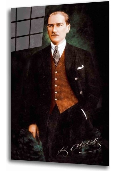 idealizbiz Atatürk Cam Tablo 4 mm Dayanıklı Temperli Cam