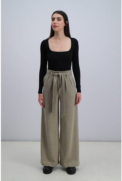 İandb Giyim Ekose Kemerli Palazzo Pantalon Enzo2 İandb Giyim Ekose Kemerli Palazzo Pantalon Enzo2