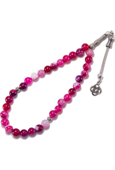 Vega Accessories Pembe Akik Doğaltaş Tesbih