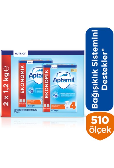 Aptamil 4 1200 gr Mega Size 2'li Paket Devam Sütü 1 Yaşından İtibaren Aptamil 4 1200 gr Mega Size 2'li Paket Devam Sütü 1 Yaşından İtibaren