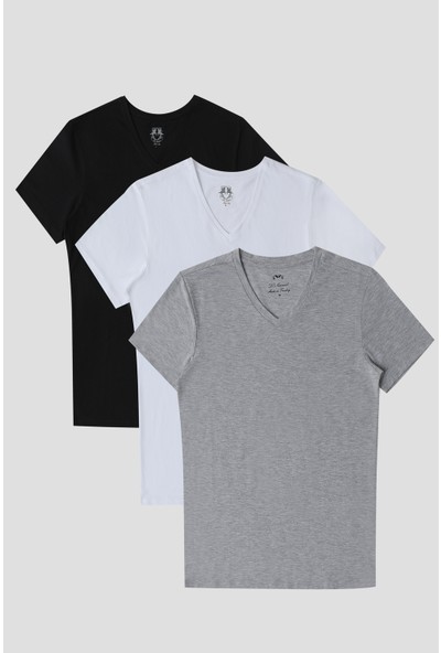 D'S Damat Ds Damat Slim Fit Standart 3'lü T-Shirt D'S Damat Ds Damat Slim Fit Standart 3'lü T-Shirt