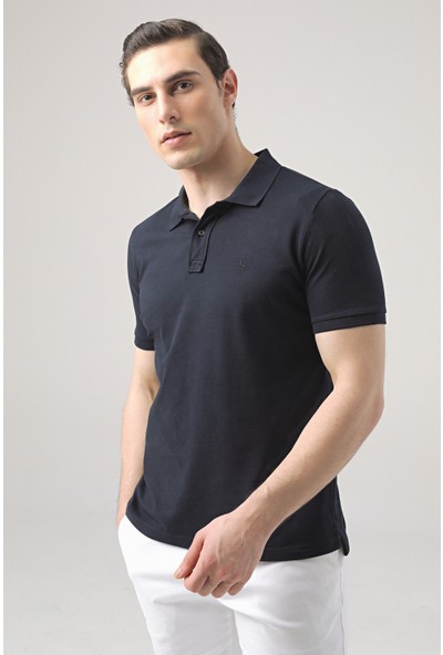 Ds Damat Regular Fit Lacivert Pike Dokulu T-Shirt