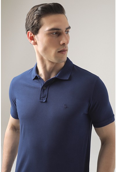 D'S Damat Ds Damat Regular Fit Saks Mavi Pike Dokulu T-Shirt