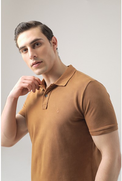 D'S Damat Ds Damat Regular Fit Tarçın Pike Dokulu T-Shirt