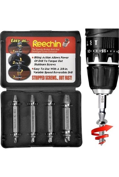 Durbuldum Easy Out 4lü Sökme Takımı - Hasar Görmüş Vida Çıkarıcı Durbuldum Easy Out 4lü Sökme Takımı - Hasar Görmüş Vida Çıkarıcı