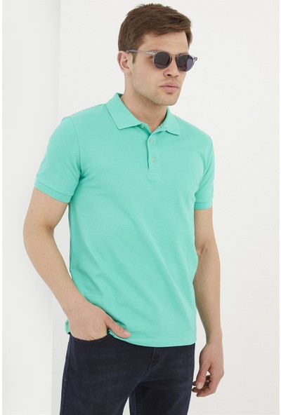 Z Giyim Erkek Yeşil Pamuklu Düğmeli Polo Yaka Tişört