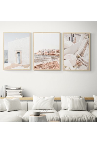Çerçeve Atölyesi Mikanos Greece 3lü Tablo Seti Çerçeve Atölyesi Mikanos Greece 3lü Tablo Seti