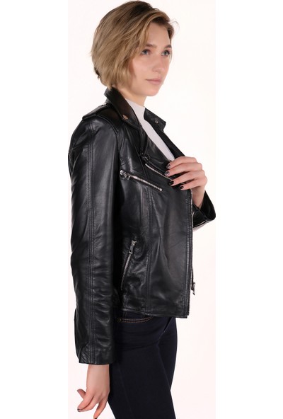 Woog Eliza Model Kadın Siyah Deri Ceket Woog Eliza Model Kadın Siyah Deri Ceket