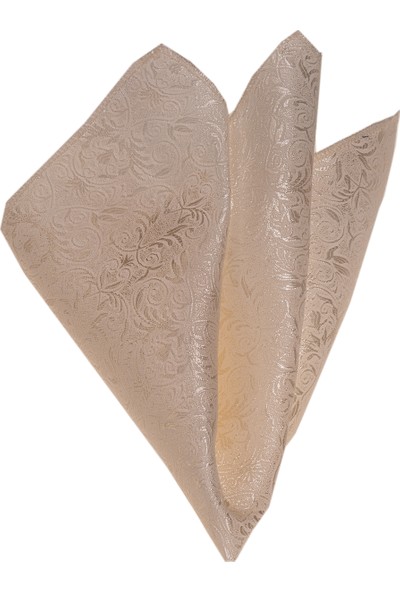 Exve Exclusive Bej Kendinden Çiçek Desenli Yaka Mendili