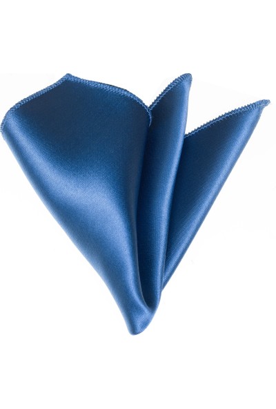 Exve Exclusive Mavi Sade Saten Yaka Mendili