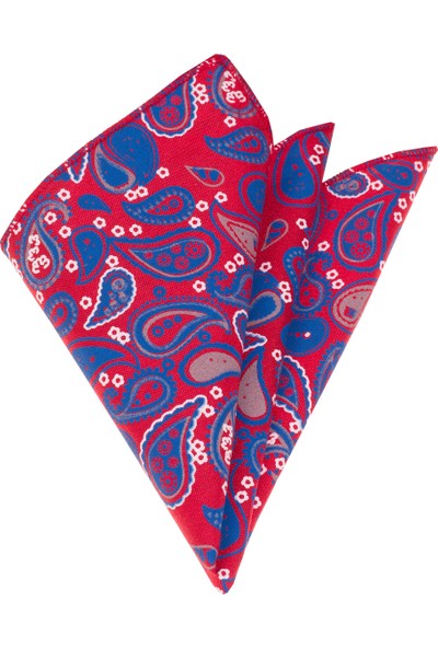 Exve Exclusive Kırmızı Mavi Şal Desen Baskılı Yaka Mendili Exve Exclusive Kırmızı Mavi Şal Desen Baskılı Yaka Mendili