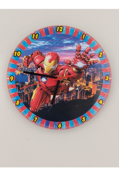 Çevik's Marvel Avengers Avengers End Game Iron Man Çocuk Odası Duvar Saati