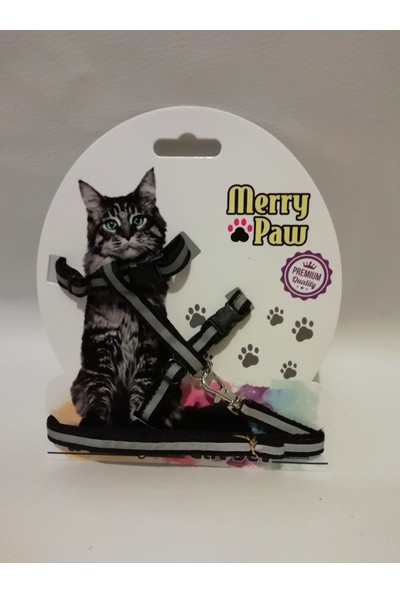Merrypaw Reflektörlü Kedi ve Köpek Gezdirme Seti Siyah Merrypaw Reflektörlü Kedi ve Köpek Gezdirme Seti Siyah