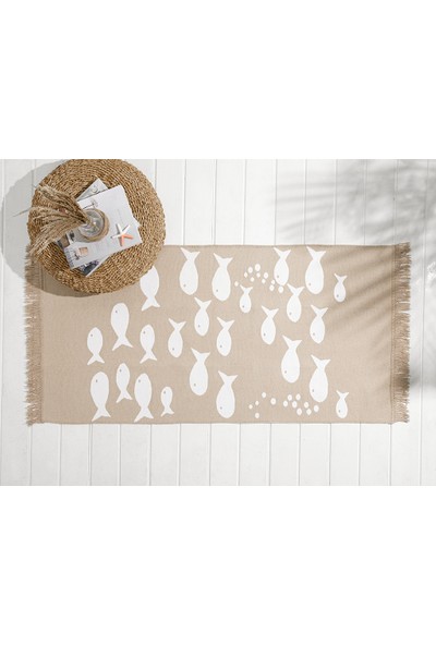 English Home Fish Wave Dokuma Kilim 80 x 150 cm Bej English Home Fish Wave Dokuma Kilim 80 x 150 cm Bej