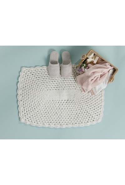 English Home Andrea Pamuklu Banyo Paspası 60 x 90 cm Ekru