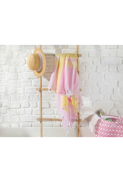 English Home Royal Stripe Pamuk Peştamal 95 x 165 cm Pembe - Sarı