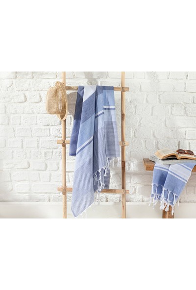 English Home Royal Stripe Pamuk Peştamal 95 x 165 cm Lacivert- Mavi