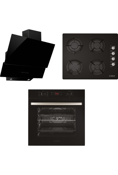 Alveus Premium 3'lü Siyah Ankastre Set (MOD3000-GLS640-MFA627) Alveus Premium 3'lü Siyah Ankastre Set (MOD3000-GLS640-MFA627)