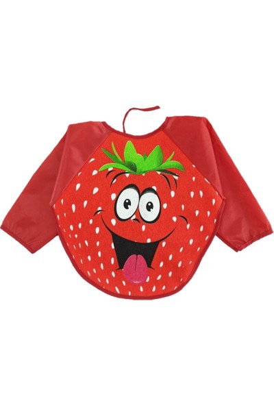 Bebedonat Çilek Motifli Su Geçirmez Kollu Mama Önlüğü