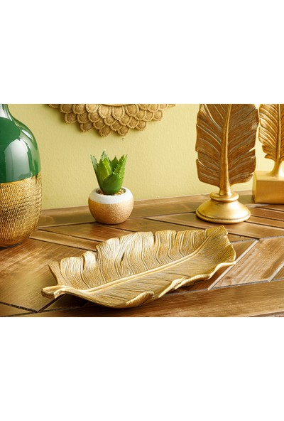 English Home Banana Leaf Dekoratif Tabak 15.8X28.9X2.6CM Gold English Home Banana Leaf Dekoratif Tabak 15.8X28.9X2.6CM Gold