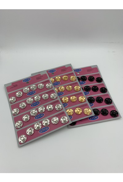 Atos Dikmeli Metal Çıt Çıt 24 Adet 15 mm Atos Dikmeli Metal Çıt Çıt 24 Adet 15 mm