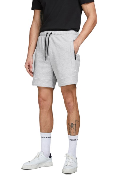 Jack & Jones 12186750_Jjiair Sweat Shorts Nb Sts Standart Kalıp Düz Açık Gri Erkek Sweat Şort