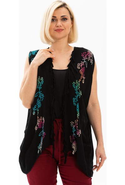 Eliş Şile Bezi Şal Yelek Renkli Renkli