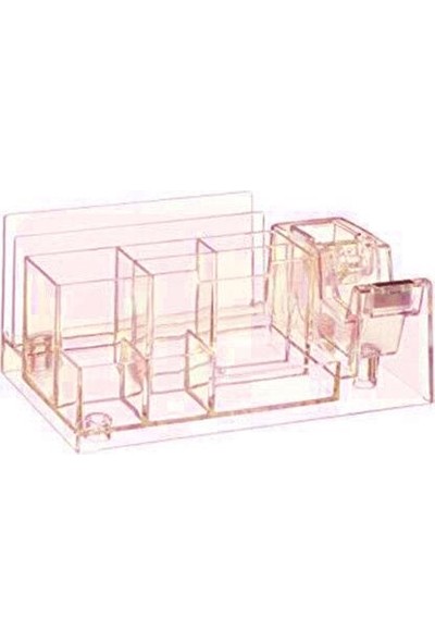 Ark Masaüstü Kalemlik Bant Kesicili Şeffaf Pembe