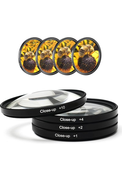 Raypro 49 mm 4'lü Close Up Makro Filtre Lens Seti +1 +2 +4 +10
