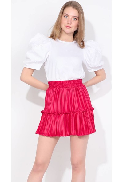 Markapia Woman Kadın Pembe Pliseli Mini Etek