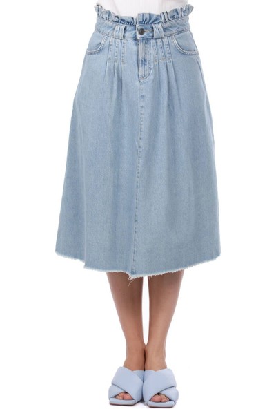 Blue White Kadın Bel Detaylı Jean Etek Blue White Kadın Bel Detaylı Jean Etek