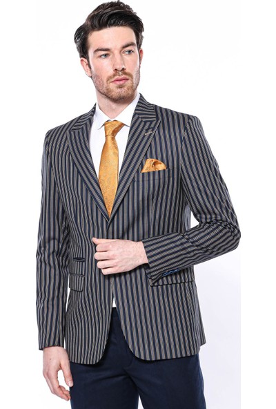 Wessi Erkek Çizgili Slim Fit Ceket