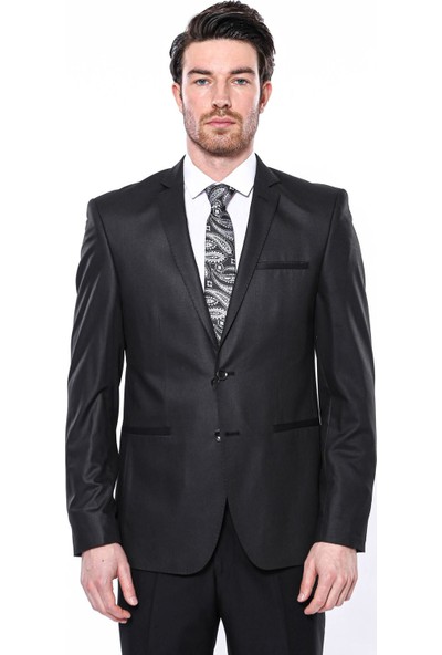 Wessi Erkek Slim Fit Çift Düğmeli Düz Takım Elbise