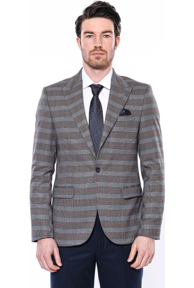 Wessi Erkek Ekose Desenli Sivri Yaka Slim Fit Ceket Wessi Erkek Ekose Desenli Sivri Yaka Slim Fit Ceket