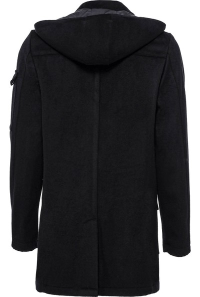 Wessi Kapşonlu Kaşe Gizli Fermuarlı Erkek Kaban