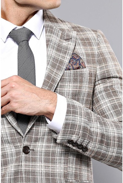 Wessi Erkek Ekose Desenli Sivri Yaka Slim Fit Ceket Wessi Erkek Ekose Desenli Sivri Yaka Slim Fit Ceket