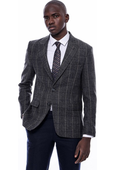 Wessi Ekose Sivri Yaka Slim Fit Taba Ceket Wessi Ekose Sivri Yaka Slim Fit Taba Ceket