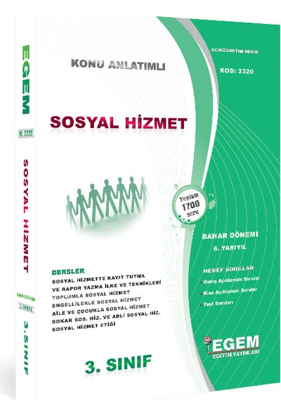 Egem Yayınları 3. Sınıf Sosyal Hizmet (Bahar Dönemi) Konu Anlatımlı Soru Bankası -(6. Yarıyıl)
