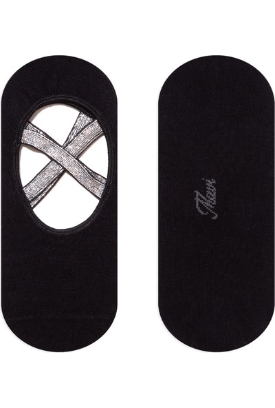 Mavi Kadın Bant Detaylı Siyah Babet Çorabı 198255-900