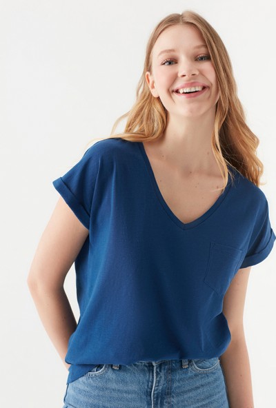 Mavi Kadın Cepli Lacivert Basic Tişört 1600961-30808