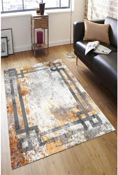 Mutlu Çeyiz Süngerli Lastikli Kaymaz Yıkanabilir Dijital Baskılı Halı Örtüsü MC23