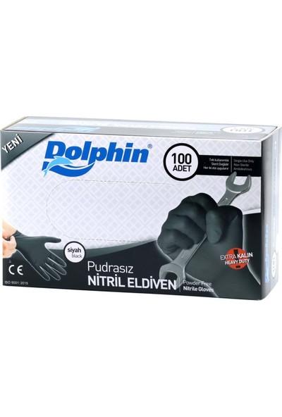 Dolphin Pudrasız Siyah Eldiven Orta (M) - 100'LÜ