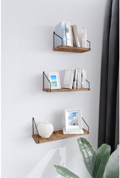 Zuesse Dizayn Busef Dekoratif 3'lü Kitaplık Mutfak Baharatlık Banyo Akseusar Çok Amaçlı Askılı Duvar Rafı - Ceviz 30 - 40 - 50 cm Zuesse Dizayn Busef Dekoratif 3'lü Kitaplık Mutfak Baharatlık Banyo Akseusar Çok Amaçlı Askılı Duvar Rafı - Ceviz 30 - 40 - 50 cm