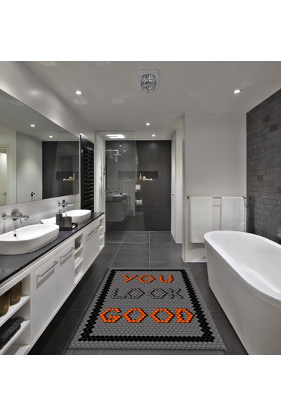 Jungle Home Paspas Bath Serisi Gri Siyah Dijital Baskılı Jungle Home Paspas Bath Serisi Gri Siyah Dijital Baskılı