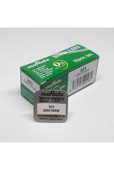 Murata Murata-Sony 321 SR616SW 1,55V Saat Pili Murata Murata-Sony 321 SR616SW 1,55V Saat Pili