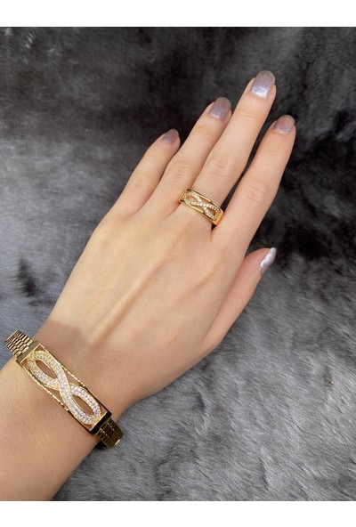 Hepbak Sonsuzluk Zirkon Kelepçe 22 Ayar Altın Kaplama Hepbak Sonsuzluk Zirkon Kelepçe 22 Ayar Altın Kaplama