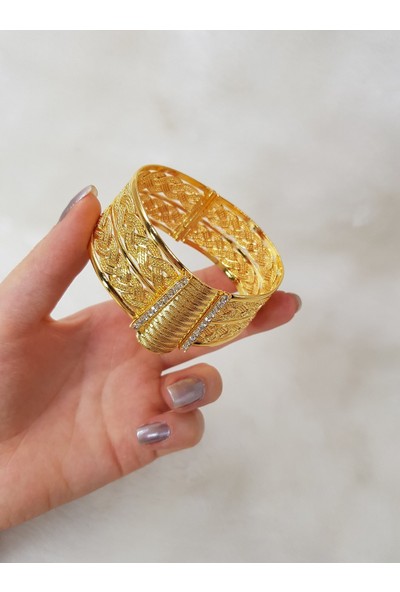 Hepbak Trabzon Taşlı Hasır Örgülü Kelepçe 22 Ayar Altın Kaplama Hepbak Trabzon Taşlı Hasır Örgülü Kelepçe 22 Ayar Altın Kaplama