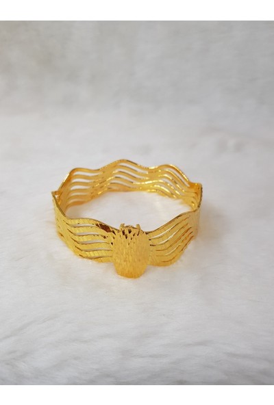 Hepbak Kıvrımlı Tokalı Kelepçe 22 Ayar Altın Kaplama Hepbak Kıvrımlı Tokalı Kelepçe 22 Ayar Altın Kaplama