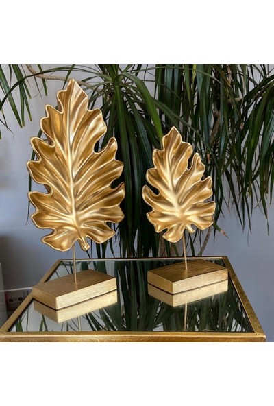 Mirsa Global 2 Li Dekoratif Kaideli Çınar Yaprak Gold Mirsa Global 2 Li Dekoratif Kaideli Çınar Yaprak Gold