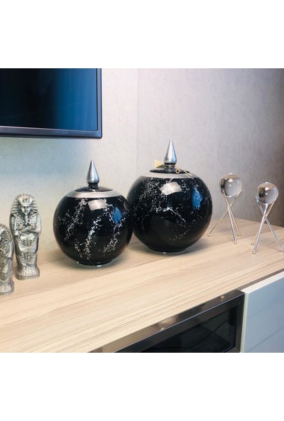 Mirsa Global 2 Li Dekoratif Yuvarlak Küp Siyah&gümüş Mirsa Global 2 Li Dekoratif Yuvarlak Küp Siyah&gümüş